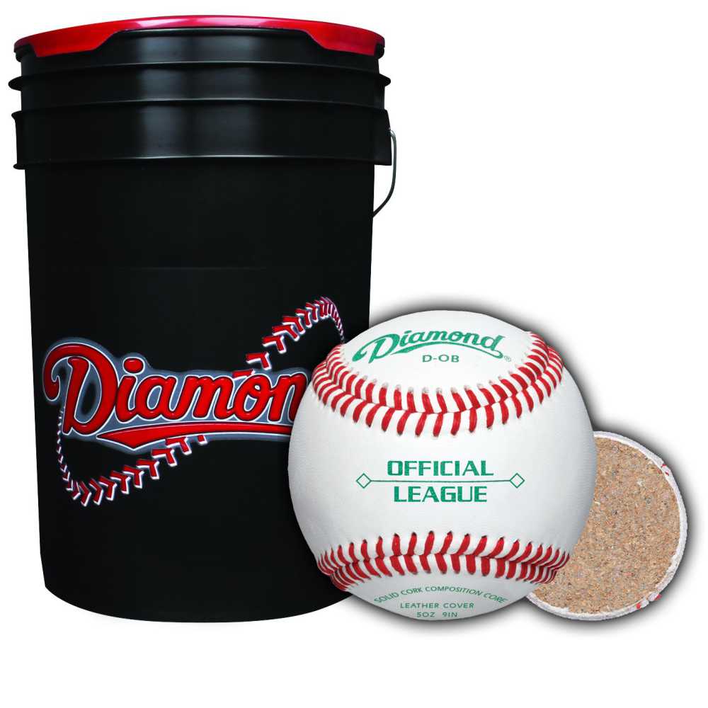 Diamond Sports Cushion Lid Bucket with 30 D-OB Practice Baseballs - Rod ...